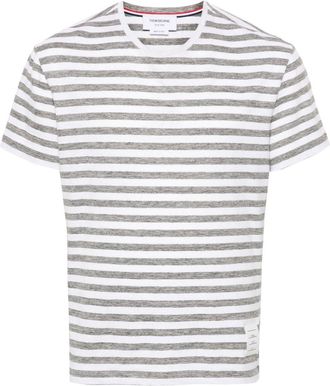 Thom Browne t-shirt en lin à rayures - Blanc