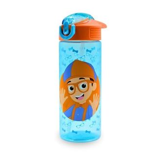 Hox Papillon Collection Blippi Gourde &agrave; paille rabattable de 600 ml | Bouteille deau r&eacute;utilisable en plastique sans BPA avec boucle de transport | Paille 