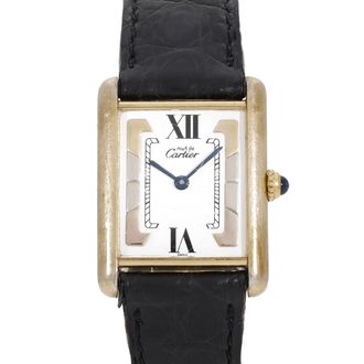 Cartier Uhr - Tank - Gr. unisize - in Wei&szlig; - f&uuml;r Damen