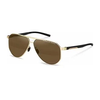 Porsche Design unisex, Accessoires, Jaune, Taille: 63 MM Monture dorée Verres marron Lunettes de soleil