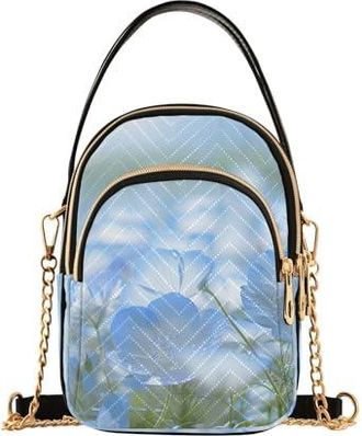 Mnsruu Sac à bandoulière pour femme Nemophila Fleurs bleues Sac à dos à bandoulière Petit sac à bandoulière Sac à main avec sangle réglable