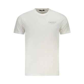 Cavalli Homme, Tops, Blanc, Taille: XL T-shirt à col rond audacieux