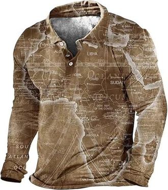 Generic Polo pour homme adulte &agrave; manches longues - Chemise boutonn&eacute;e &agrave; col &agrave; revers - T-shirt de sport r&eacute;tro tendance - T-shirt athl&eacute;tique respirant - T-shirt