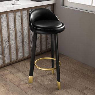 Generic Moderner, ergonomischer Barhocker mit Fu&szlig;- und R&uuml;ckenlehne, K&uuml;chenstuhl aus PU-Leder f&uuml;r Caf&eacute;, Pub oder Esszimmer, stilvoller Tresenhocker