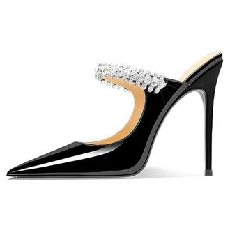 Generic Eestfy Escarpins &Eacute;l&eacute;gants Femme &agrave; Bride Cristal et Strass Talon Aiguille Cuir Vernis Bout Pointu Escarpins de Ville pour Mariage de Mari&eacute;e et R&eacute;ceptio
