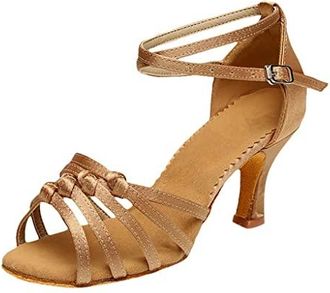 Generic Chaussures De Danse Femme Ouverte Latine Tango Valse Fête Sociale Salsa Bachata Performance Sandales De Danse Pour Femmes Avec Talon Paillettes Modern