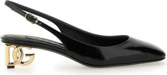 Dolce & Gabbana Hohe Schuhe - Patent Leather Slingback - Gr. 38,5 (EU) - in Schwarz - für Damen
