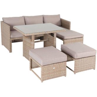 Sweeek Rattan Gartenm&ouml;bel Set - Reggiano Natur / Beige