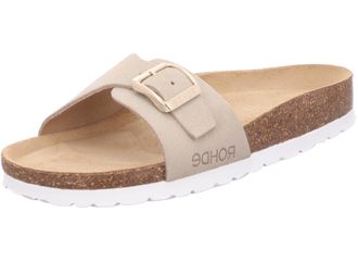 Rohde Damen Pantolette Leder Tieffußbett Schnalle Alba 5589, Größe:37 EU, Farbe:Beige