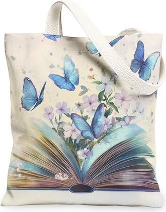 Generic Sac fourre-tout en toile pour le shopping, 33 x 38,1 cm, sac fourre-tout r&eacute;utilisable en tissu &agrave; bandouli&egrave;re pour femme, peinture florale, d&eacute;coration 