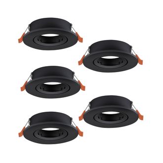 Eglo 5er Set Einbaustrahler Barranco, Spot Deckenleuchte schwenkbar, runder Einbauspot ohne Leuchtmittel, Deckenstrahler aus schwarzem Kunststoff, GU10 Fas