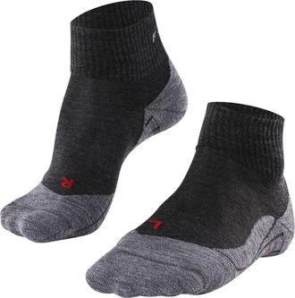 Falke Damen Wandersocken TK5 Wander Short W Sso Wolle Funktionsmaterial antiblasen dünn 1 Paar, Grau Asphalt Melange 3180, 41-42