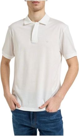 Emporio Armani Homme, Tops, Blanc, Taille: M Polo en coton lyocell &agrave; manches courtes