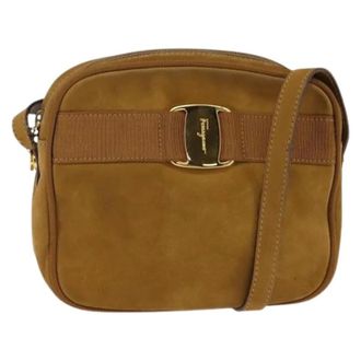 Ferragamo Sac bandouli&egrave;re en daim Pre-owned - Femme - Pre-owned - Brun - Taille: ONE Size