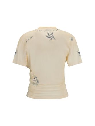 Balenciaga Womens Cotton T-Shirt Ivory T-Shirts And Polos