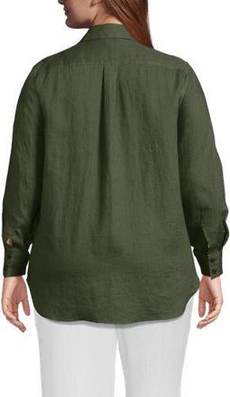Lands End Leinenbluse, Damen, Größe:56-58 plus, Grün, Leinen, by Lands End