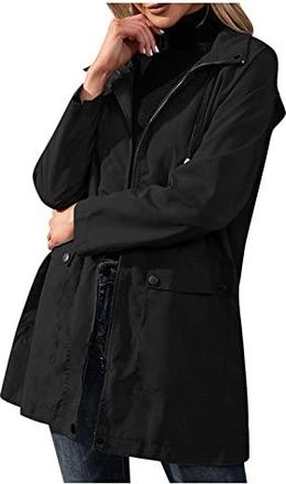 Generic NAFING Parka Femme Mi Saison Impermeable - Trench Coat Femme Impermeable Avec Cordon Imperm&eacute;able Vestes Ext&eacute;rieur Zip Avec Capuche V&ecirc;tement De Pluie L