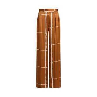 Kiton Seiden-Satinhose mit abstraktem Print - - Trousers - Damen - Braun - M