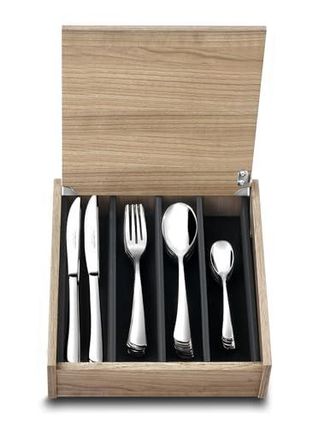 Albert de Thiers A0819998 - M&eacute;nag&egrave;re 48 Pi&egrave;ces - Collection &Eacute;l&eacute;gance - Service pour 12 Personnes - Acier Inoxydable - Finition Poli Miroir - Coffret Bois - 3,80 kg, Si
