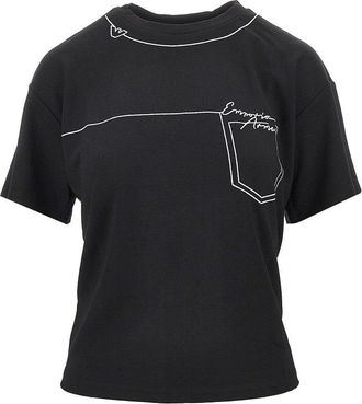 Emporio Armani Embroidered interlock jersey T-shirt Woman S