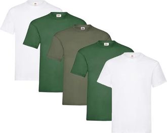 Fruit Of The Loom Lot de 5 T-shirts en coton épais pour homme, Tailles M L XL XXL 3XL, différents assortiments de couleurs, XL