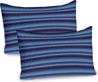 Abakuhaus aztekisch Kissenbezug Packung mit 2, Zusammensetzung von Zigzags Diamant-Formen und Streifen, Dekorativer Standard Gedruckter Kissenbezug, 80 x 40 cm,