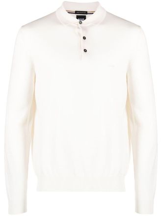 BOSS polo en laine à logo brodé - Blanc