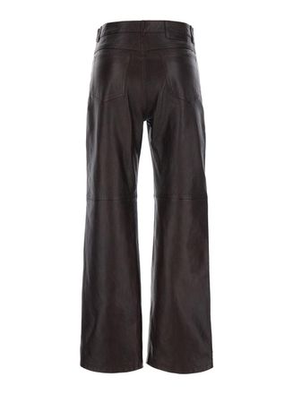 Max Mara Womens Trousers Pesca Brown Leather Lamb