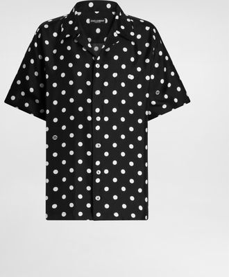 Dolce & Gabbana Hemd Aus Seidentwill Mit Pois-print - Mann Hemden Multicolor 41