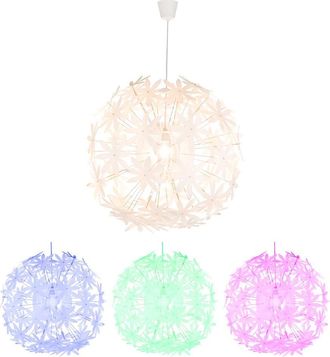 Globo Lighting Pendelleuchte Blumenmuster Deckenlampe h&auml;ngend wei&szlig; rund Deckenlampe Blume LED, Fernbedienung RGB Farbwechsel dimmbar, 1x 4W 1x 470lm 3000K, 60 cm, Sc