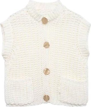 Generic Gilet sans Manche Femme Gilet Femme D&eacute;contract&eacute; Quotidien Ville Tricot Uni Col Rond - avec Poche, Pull Casual pour Usage Quotidien