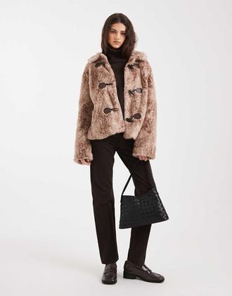 Hollister Veste en fausse fourrure imprimé renne avec boutons style duffle-coat-Brown