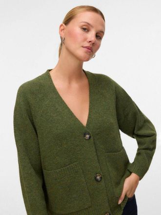 Vero Moda Strickjacke VMBOOM LS V-NECK BUTTON CARDIGAN GA NOOS Materialmix, loose fit
