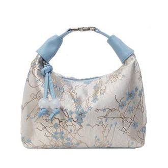Generic &Eacute;l&eacute;gant sac &agrave; main &agrave; bandouli&egrave;re avec broderie de style chinois, sac &agrave; main portable en toile, bleu, Blue