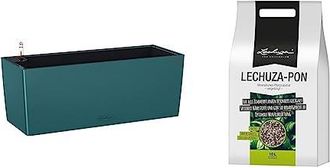 Lechuza 50 Color - Exclusive Sonderfarbe Capri, 50x19x19 cm &%22PON 18Liter%22 Pflanzsubstrat, Neutral