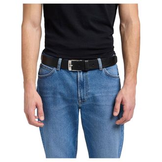 Lee Mens Leather Logo Buckle Belt, Black, 90