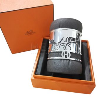 Herm&egrave;s large Caleche silver cuff Size S
