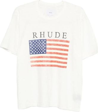 Rhude Homme, Tops, Blanc, Taille: L Graphic Print T-Shirt
