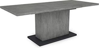 Byliving Esszimmertisch ATHEN / Beton-Optik grau / großer Auszugstisch 160 cm bis 200 cm / Säulentisch mit Ausziehfunktion / Tisch mit Synchronauszug und Einle