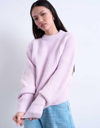 Topshop Strickpullover in gedecktem Rosa mit Ballon&auml;rmeln