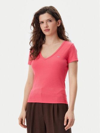 Tommy Jeans T-Shirt Essential DW0DW17385 Rosa Slim Fit