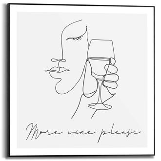 Reinders Gerahmtes Bild, More wine please, Küche, Bilder, Wanddeko, Room Decor, MDF, Schwarz-Weiß, 50x50cm