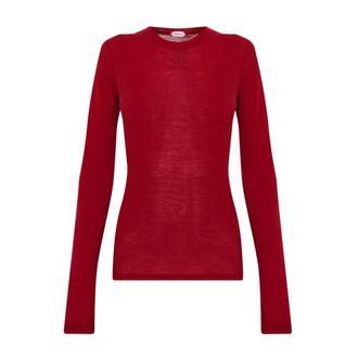 Versace Logo-Stickerei Wollstrick-T-Shirt - - Knitwear - Damen - Rot - S
