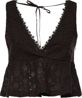 Pinko Pinko, Femme, Tops, Brun, Taille: 38 FR Kiersten Broderie-Anglaise Top