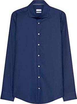 Seidensticker Coupe Slim Manches Longues Popeline Chemise, Bleu fonc&eacute;, 41 Homme