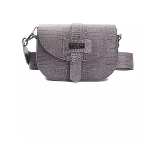 Pompei Donatella Femme, Sacs, Gris, Taille: ONE Size Sac Bandouli&egrave;re en Cuir Imprim&eacute; Crocodile Chic