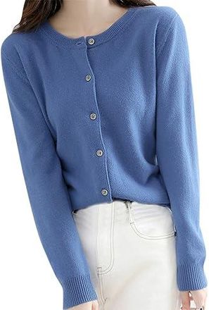 Generic Gilet Femme Cardigan Pull Cachemire Col V Long Grande Taille Gilets Chic et Elegant LéGer Manches Longues Laine Cardigan avec Boutons Pull en Tricot M