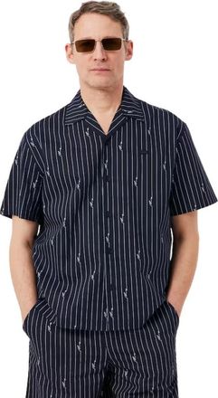 Lacoste Homme, Chemises, Noir, Taille: L Gestreept Logo Print Shirt