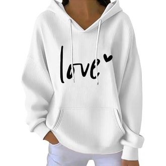 Generic Sweat &agrave; capuche &agrave; motif pour femme | Pull ample &agrave; manches longues pour tous les jours, rose vif, 3XL