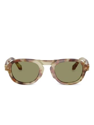 Giorgio Armani lunettes de soleil &agrave; monture effet &eacute;caille de tortue - Vert